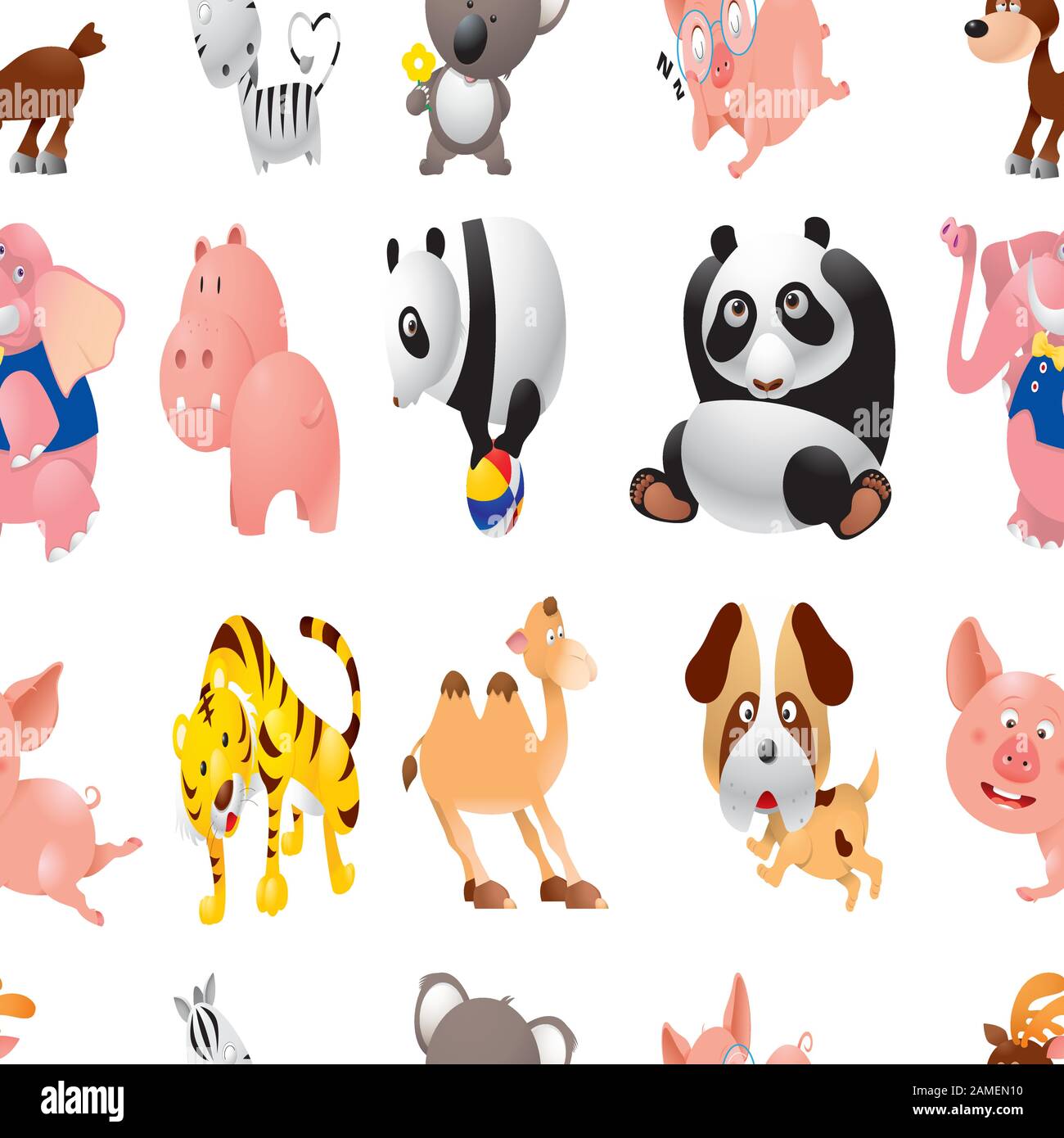 seamless vector cute animals design art Stock Vector Image & Art - Alamy