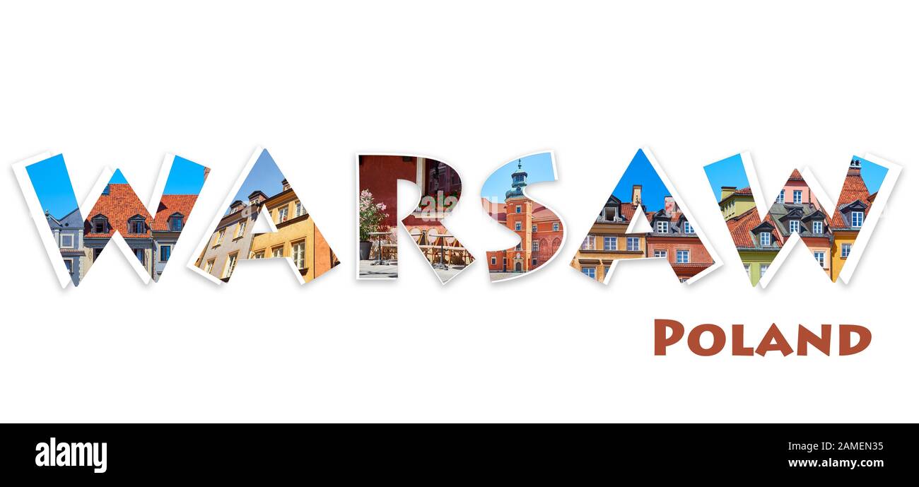 Warsaw sign made up of photographs of various popular places in this ...
