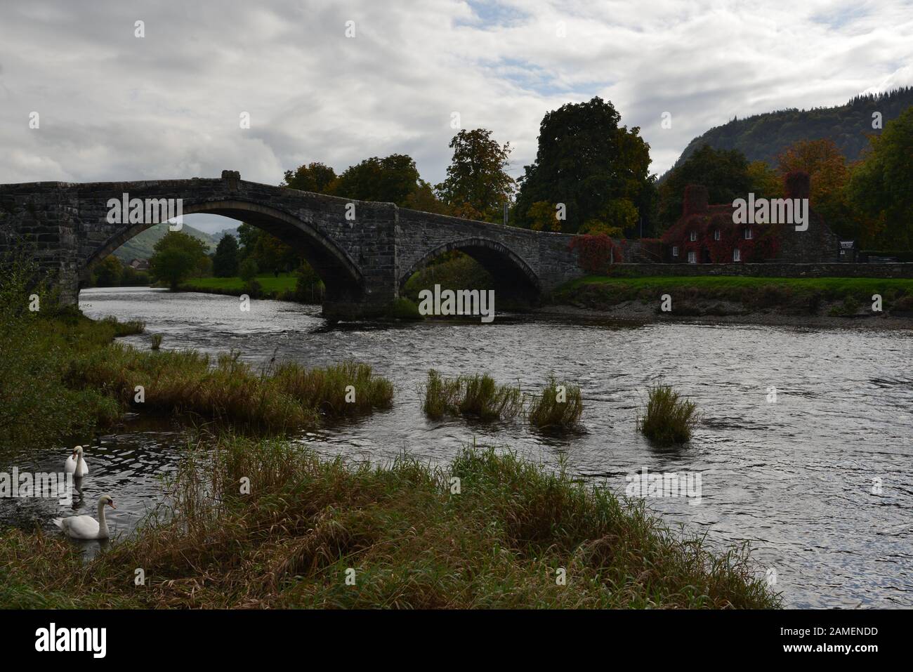 Llanrwst. Bridge and Teahouse. North Wales. United Kingdom Stock Photo ...