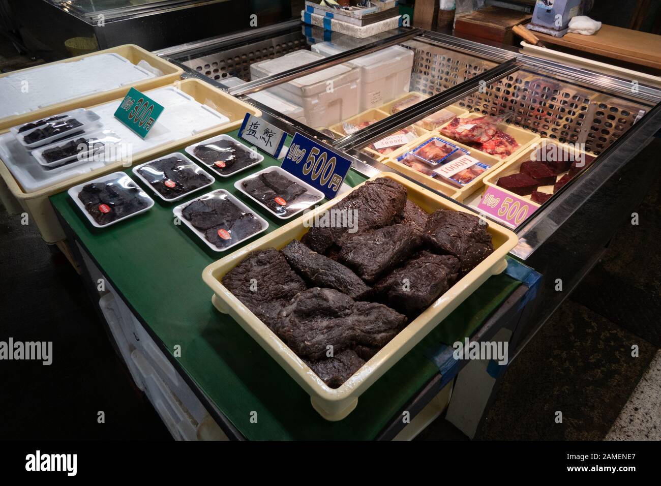 Meat of common minke whale (Balaenoptera acutorostrata) for sale at ...
