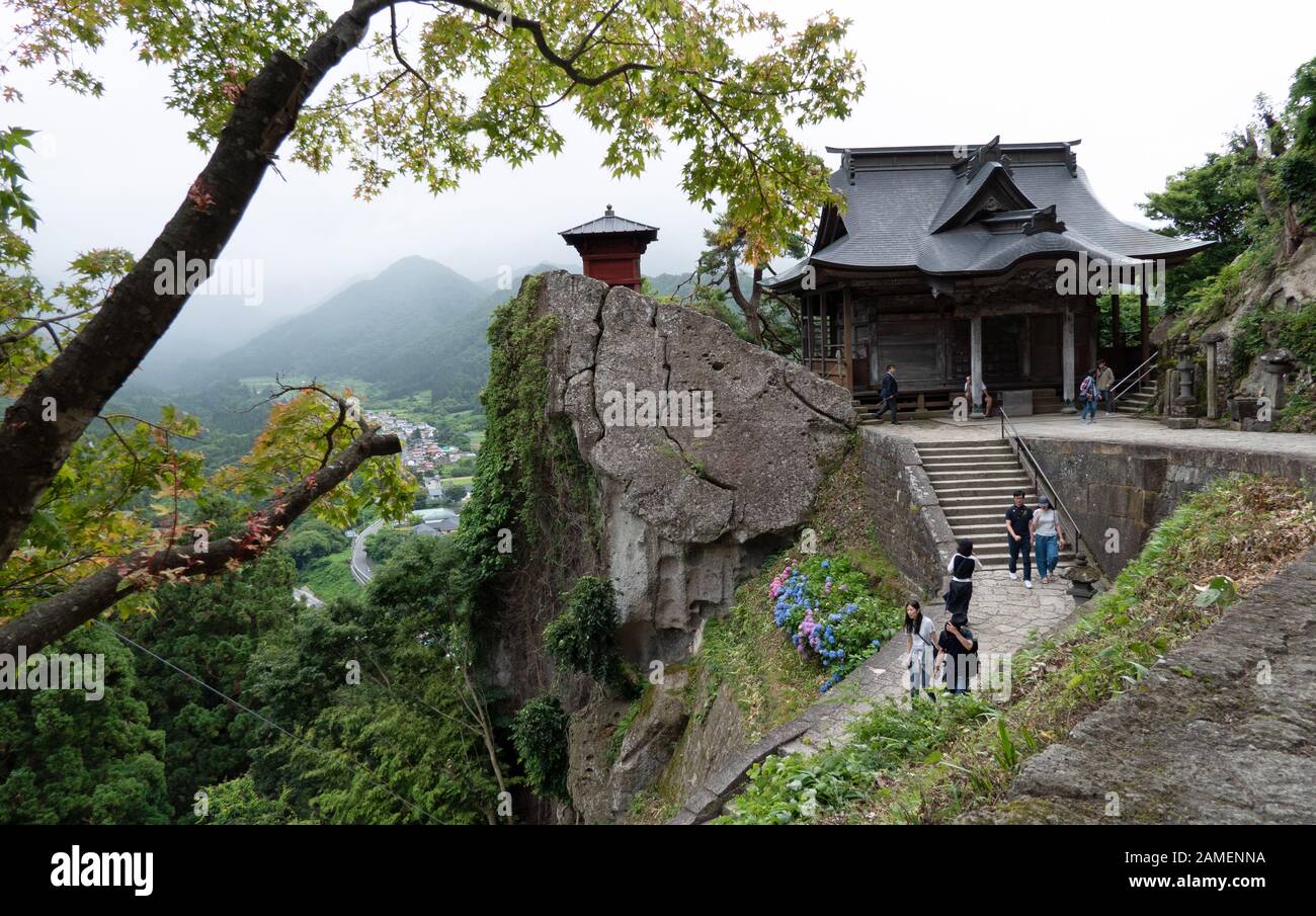 The Risshaku-ji sutra repository and Founder's Hall at Yamadera temple ...