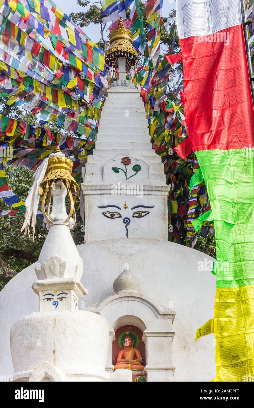 Small stupa at the Swayambhunath temple in Kathmandu, Nepal Stock Photo ...