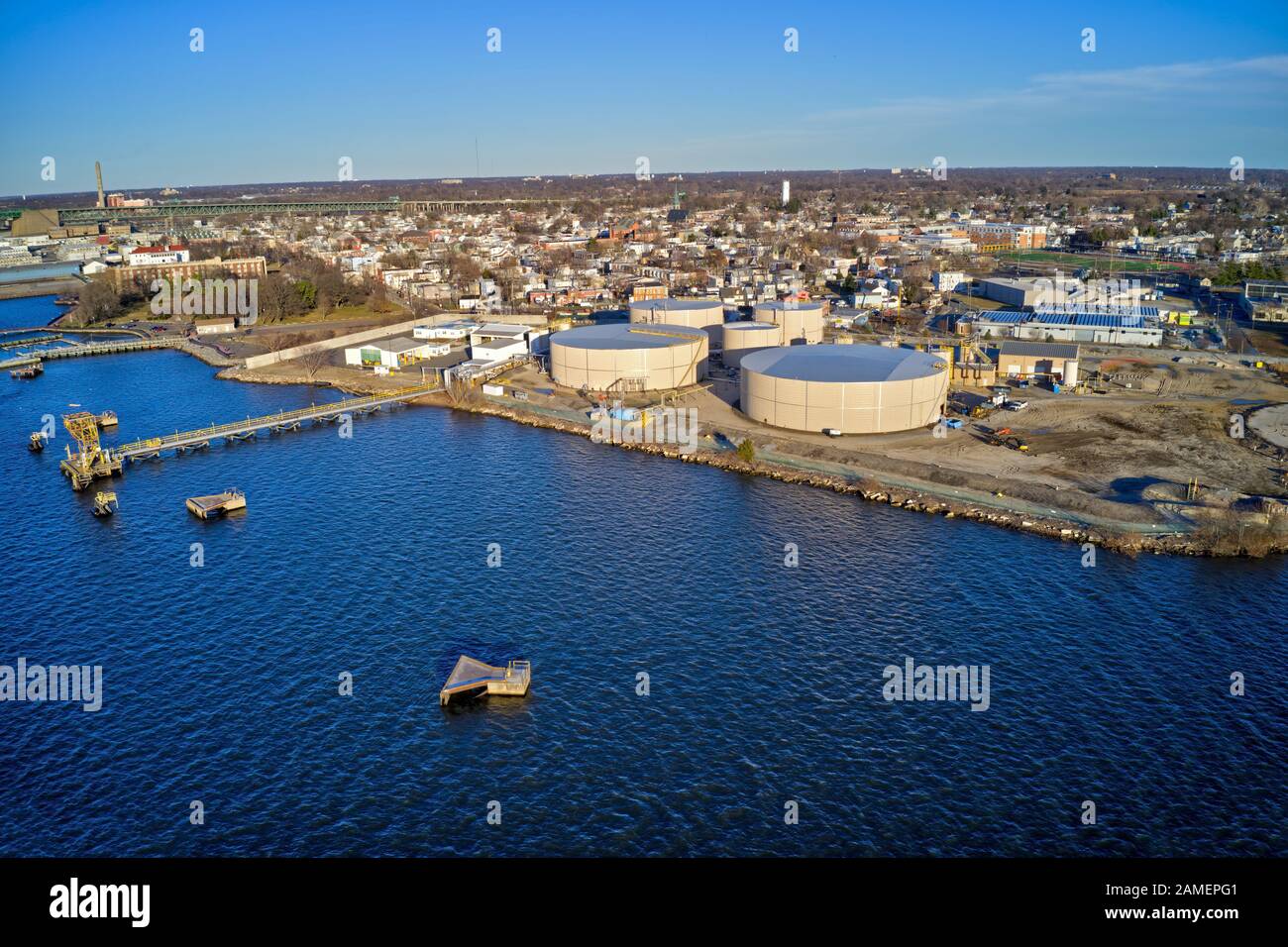 Aerial View of Refinery on Delaware River Stock Photo - Alamy