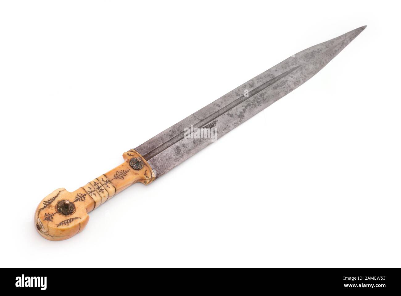 Beautiful example of caucasian dagger with blade from Damascus steel in ...