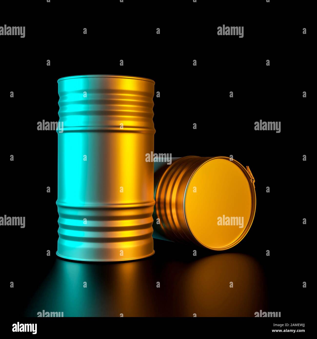 3d render image of a pair of metal barrels used in the oil industry ...