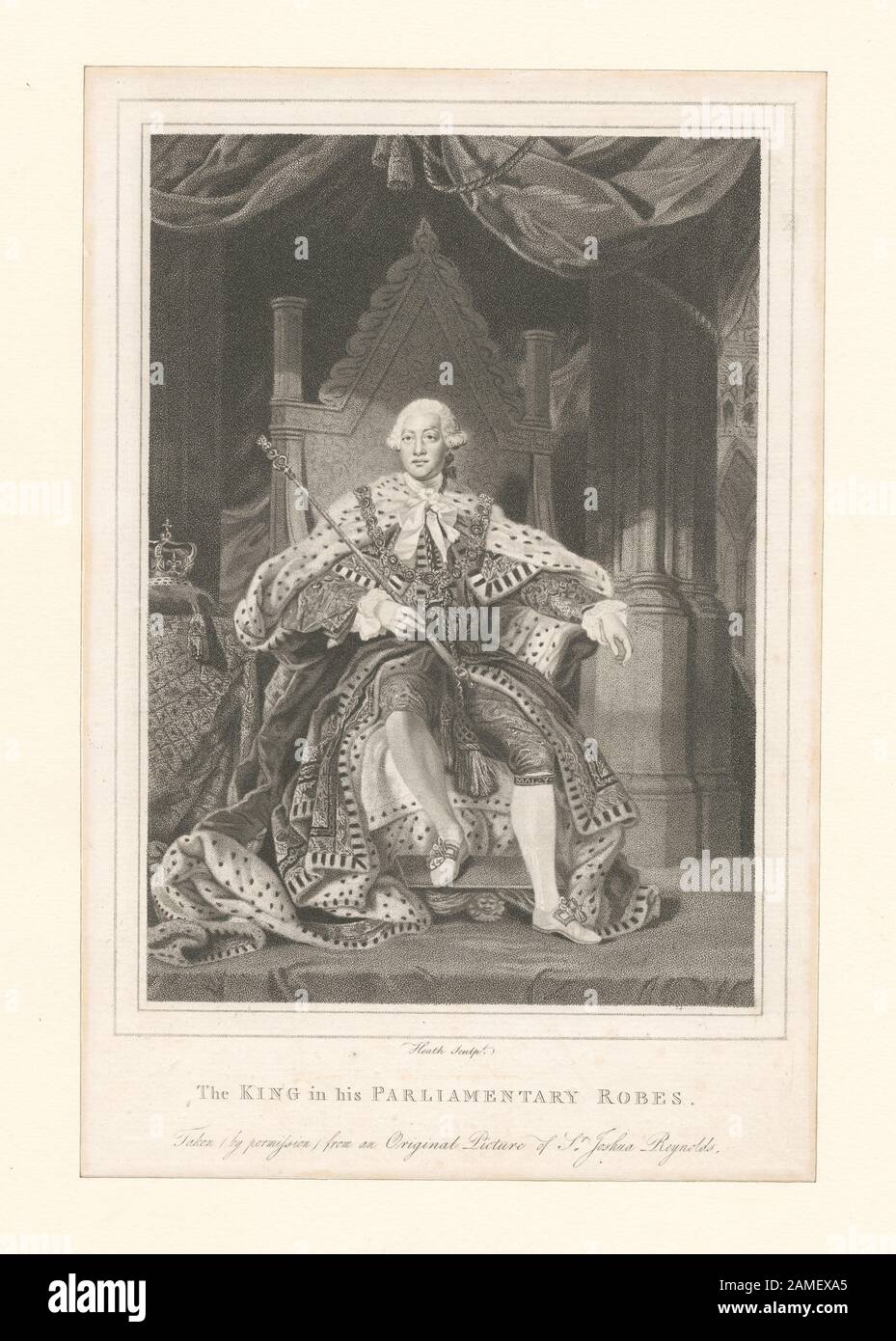 The king in his parliamentary robes EM3922 Engraved by Heath.; The king ...