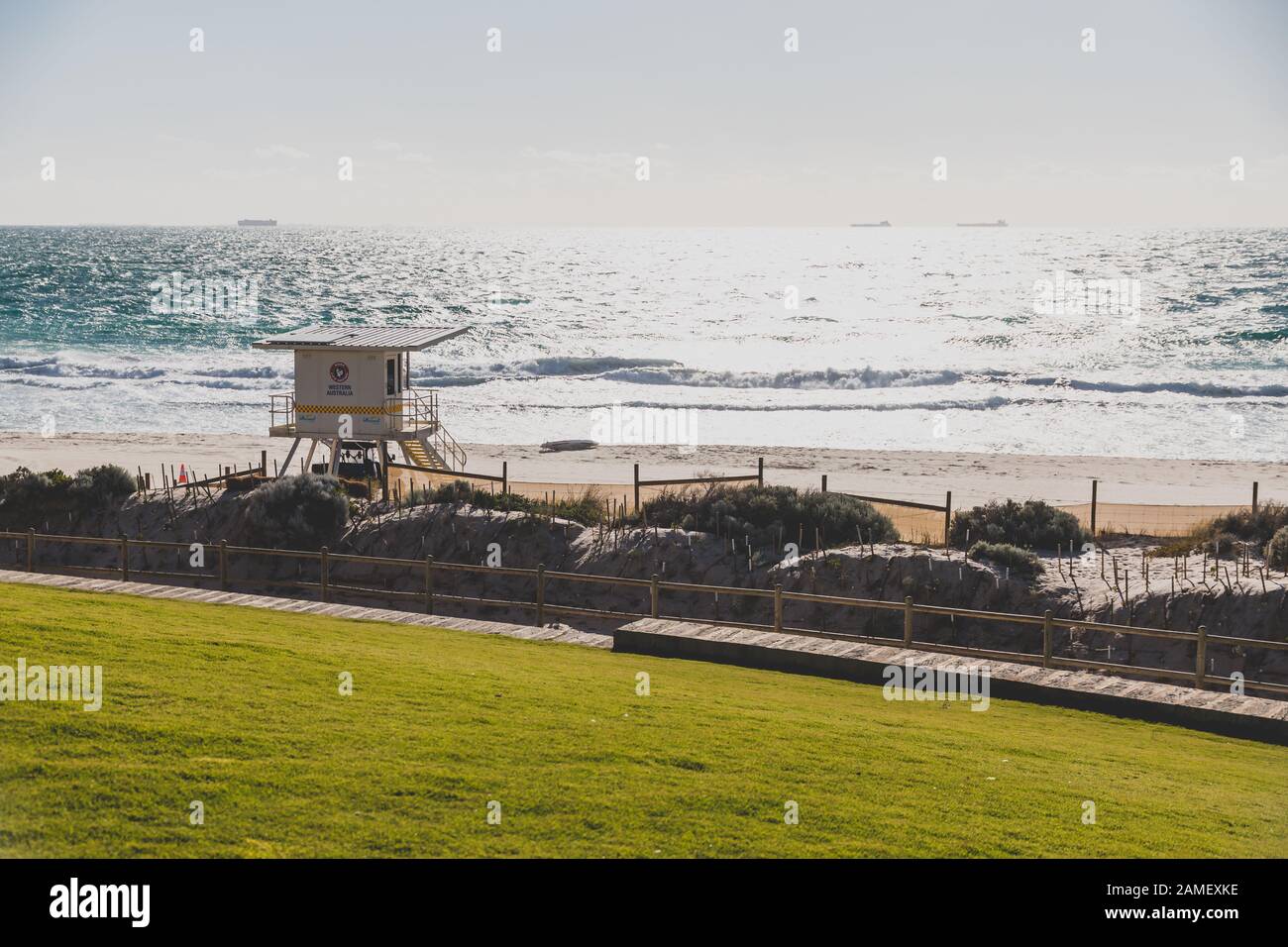 PERTH, AUSTRALIA - January 3rd, 2020: view of Scarborough beach, one of ...