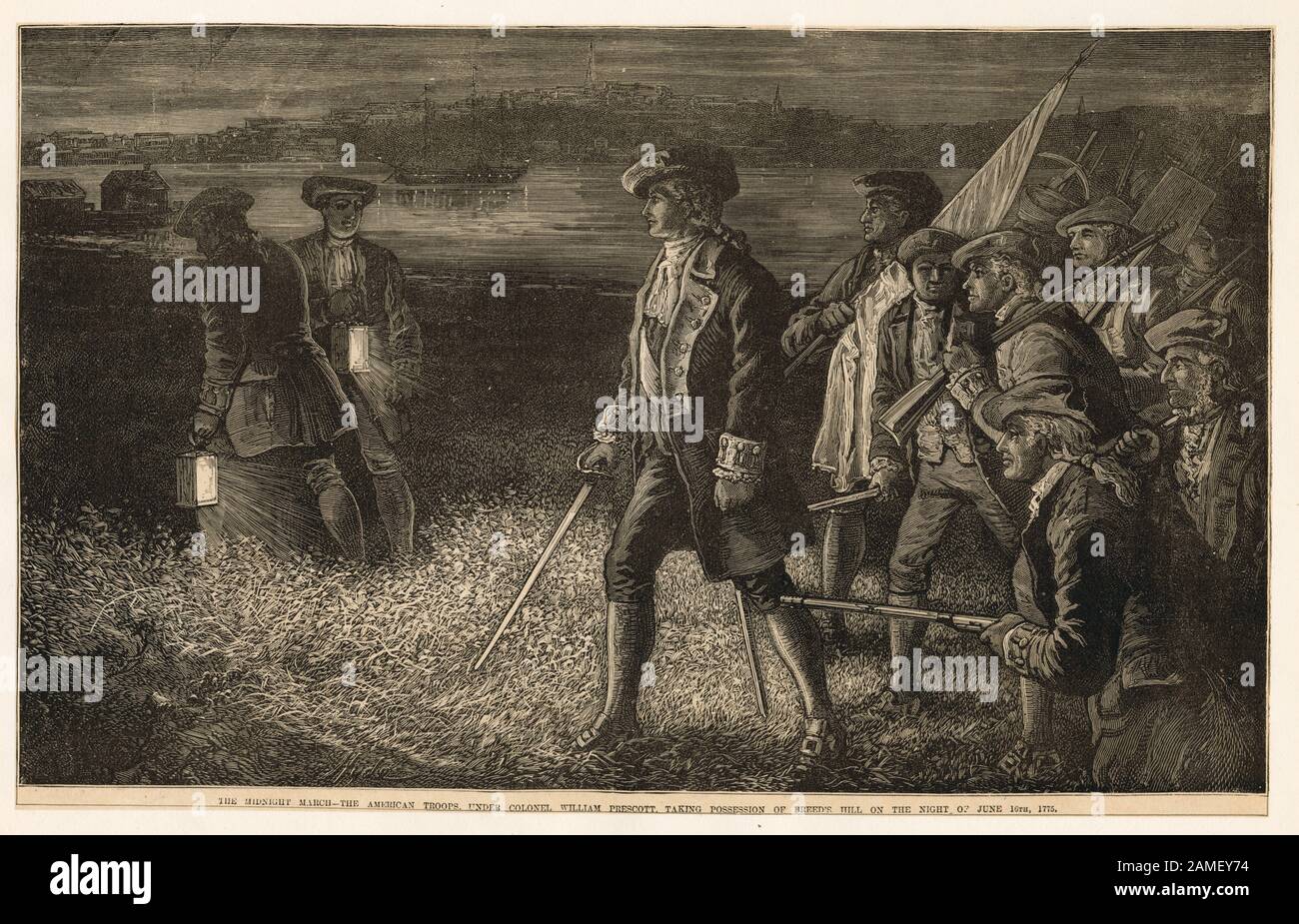 The midnight march - the American troops, under Colonel William ...