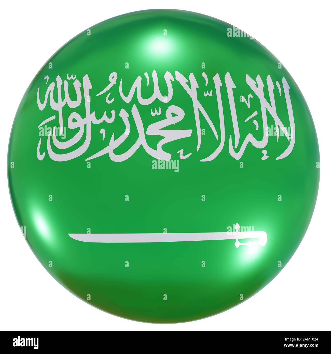 3d rendering of a Saudi Arabia national flag on a circle icon isolated ...