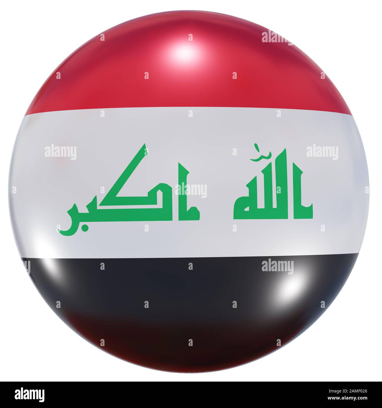 3d rendering of an Iraq national flag on a circle icon isolated on ...