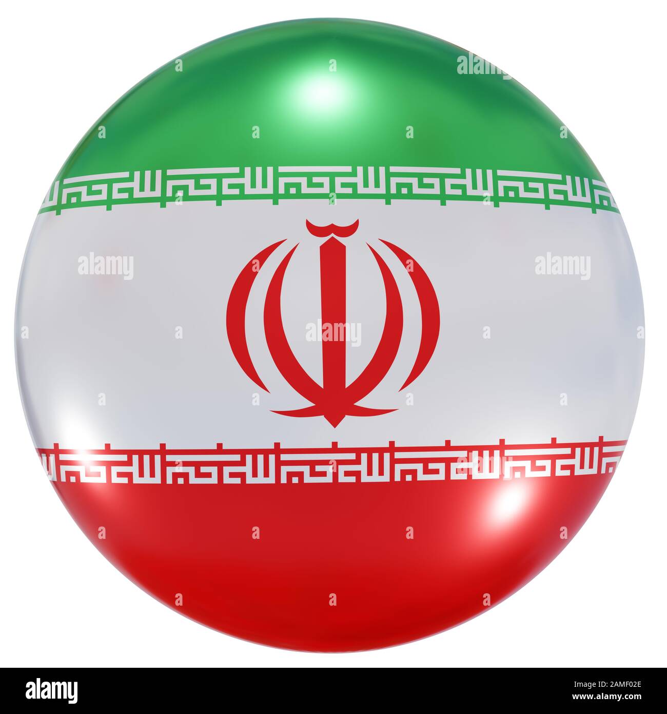 3d rendering of an Iran national flag on a circle icon isolated on ...
