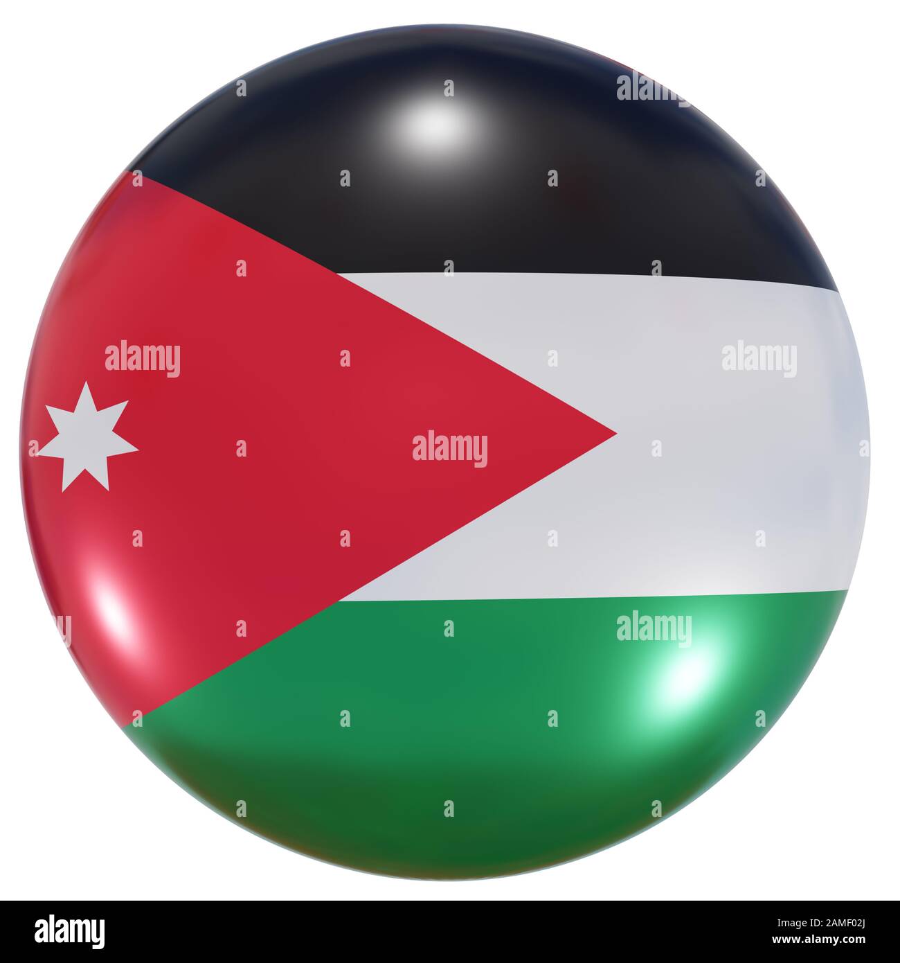3d rendering of a Jordan national flag on a circle icon isolated on ...