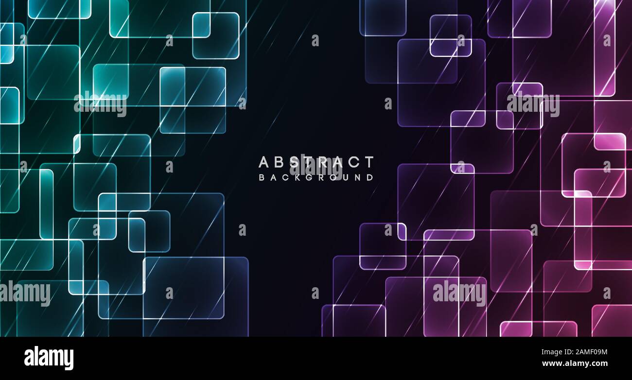 Shiny neon design square shape abstract background. Retro vector ...