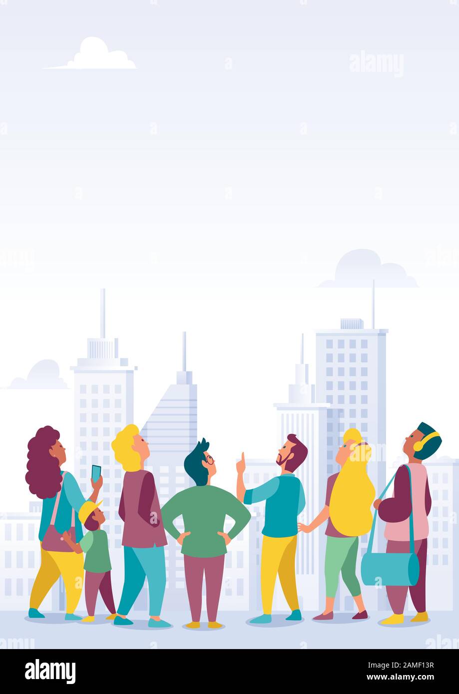 Crowd with City Background Stock Vector Image & Art - Alamy
