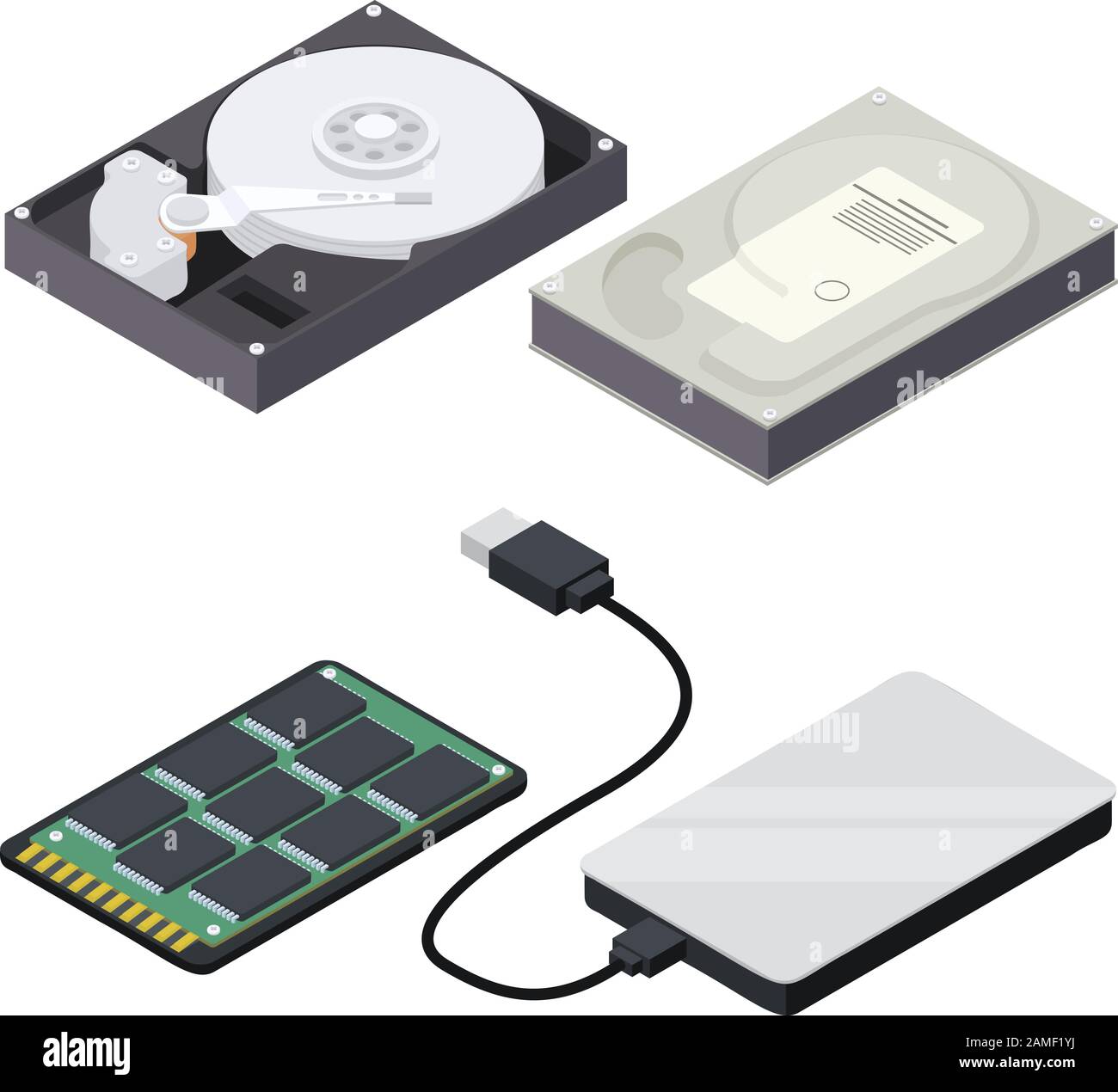 Hard disk vector icons for web design isolated on white background ...