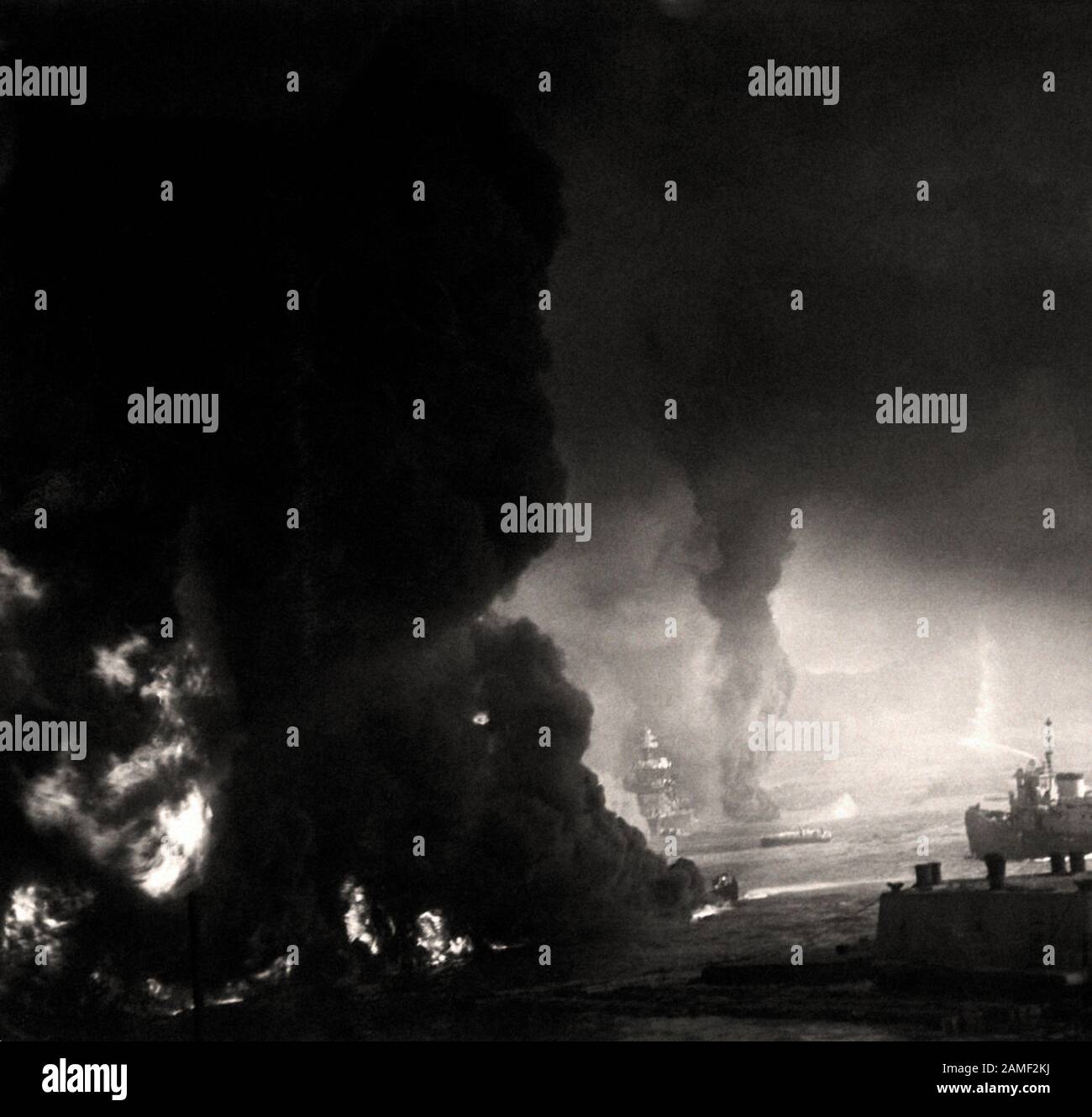 Pearl Harbor, December 7th, 1941. Haunting photo of the fires aboard ...