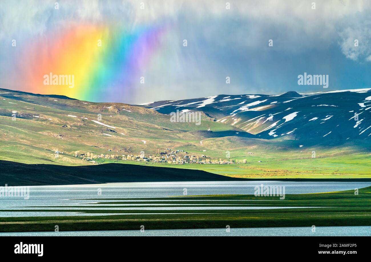 Rainbow above Cat Dam Lake in Turkey Stock Photo - Alamy