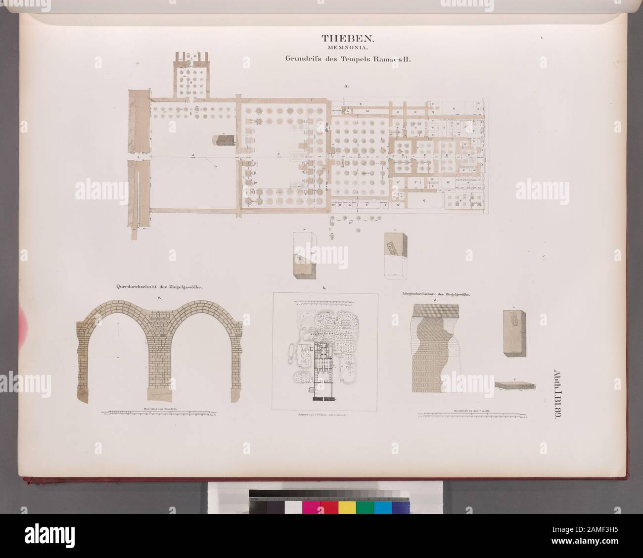 Theben (Thebes) Memnonia (Ramesseum)- Grundriss des Tempels Ramses II ...