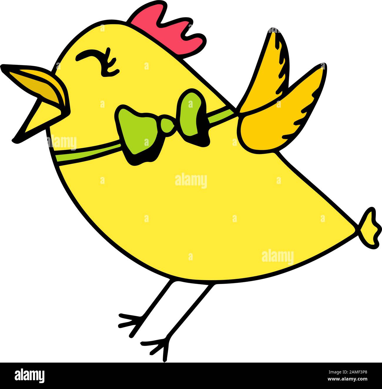 Cute little chick in cartoon style isolated on white background.Single ...