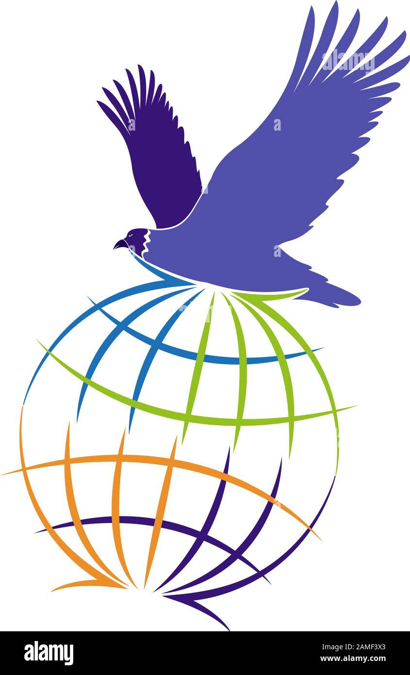 Earth Eagle Logo Eagle World Globe Map Earth Global Planet Woodcut