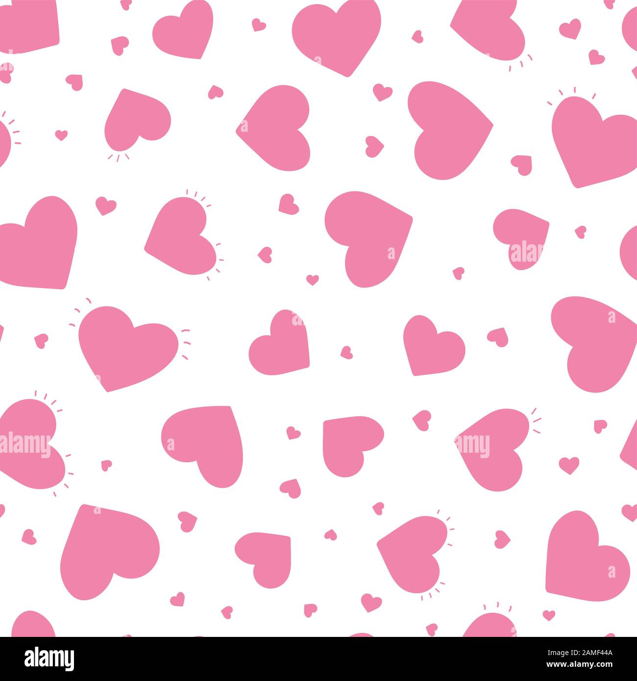 Cute hand drawn hearts seamless pattern, fun comic heart background ...