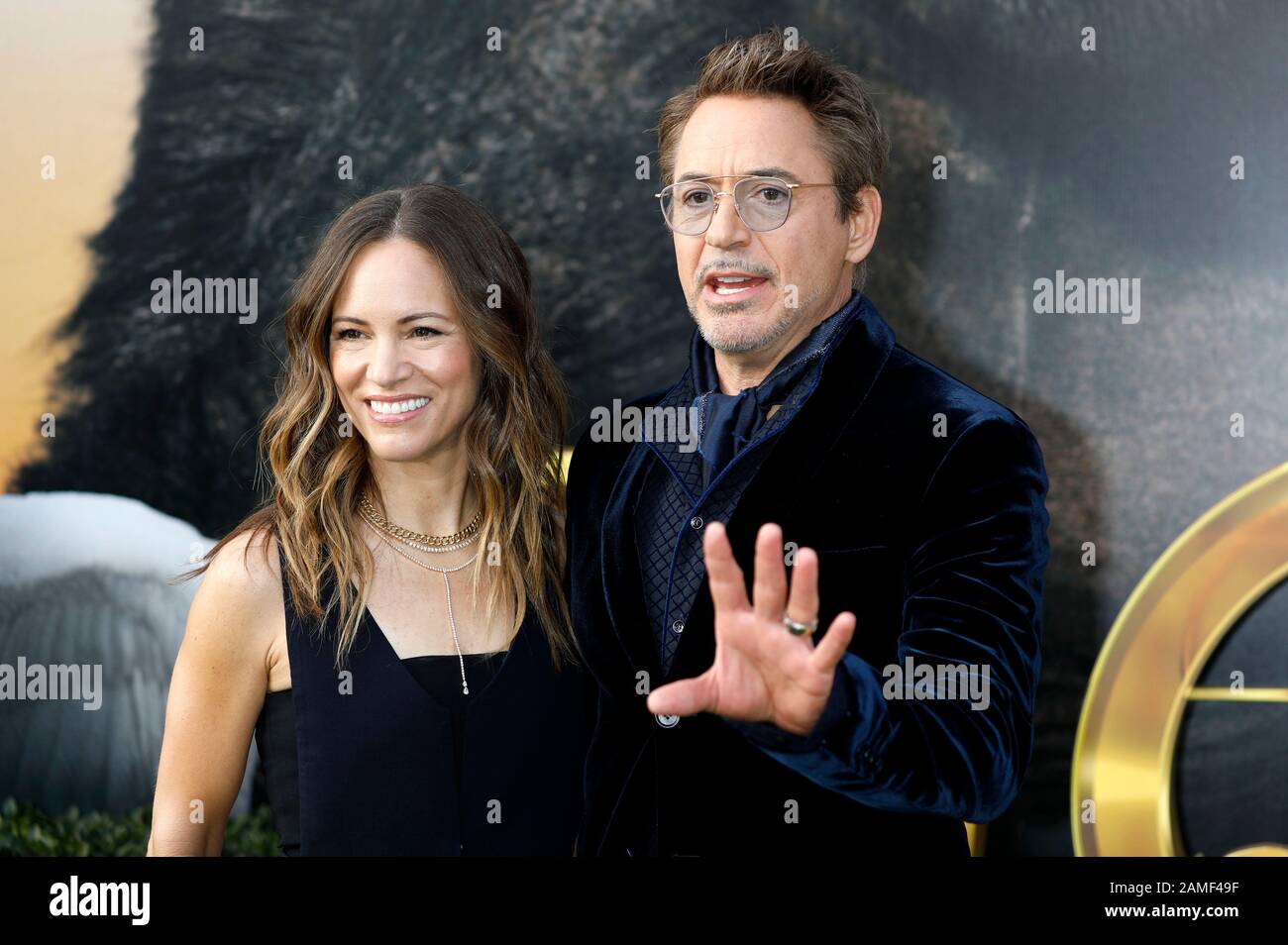 Susan Downey with husband Robert Downey Jr. at the premiere of the ...