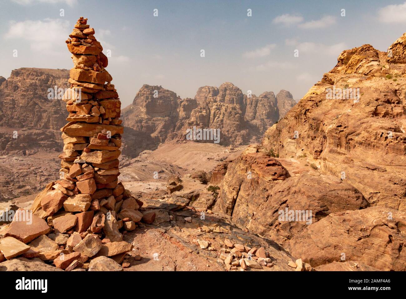 19 October 2018, Jordan, Petra: A stone pyramid of red sandstone stands ...