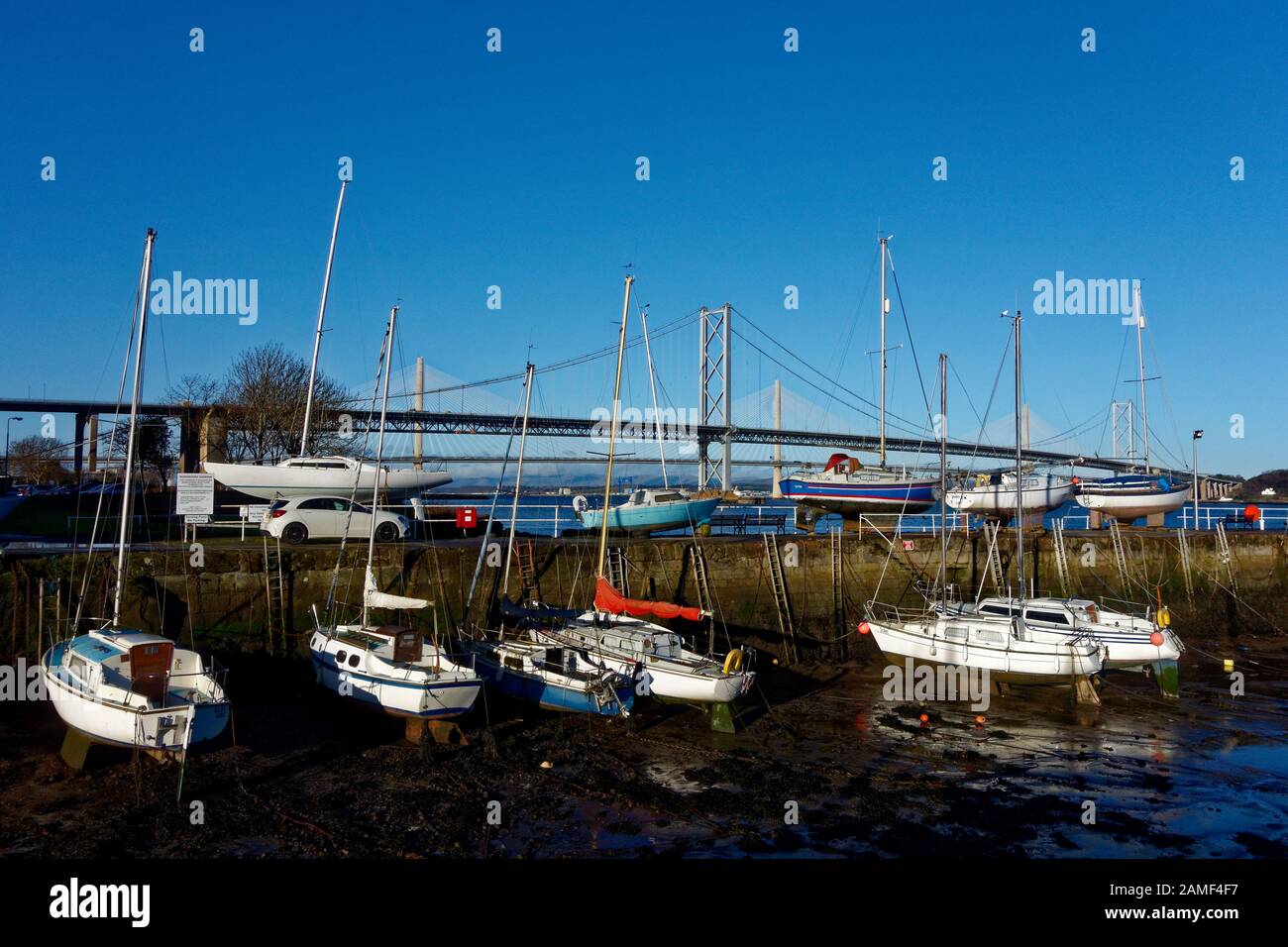 Pleasure craft at the South Queensferry Marina, Edinburgh, Scotland ...