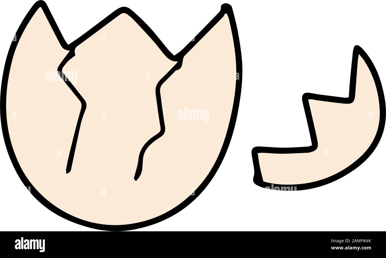 Egg shell isolated on white background. Easter illustration in cartoon ...