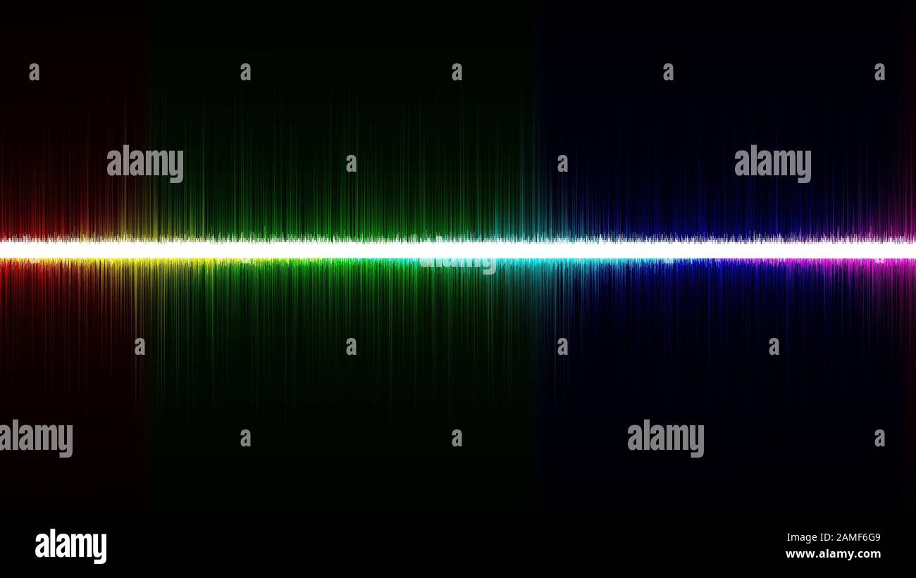 Colorful energy line art. Beautiful sound wave isolated on black ...