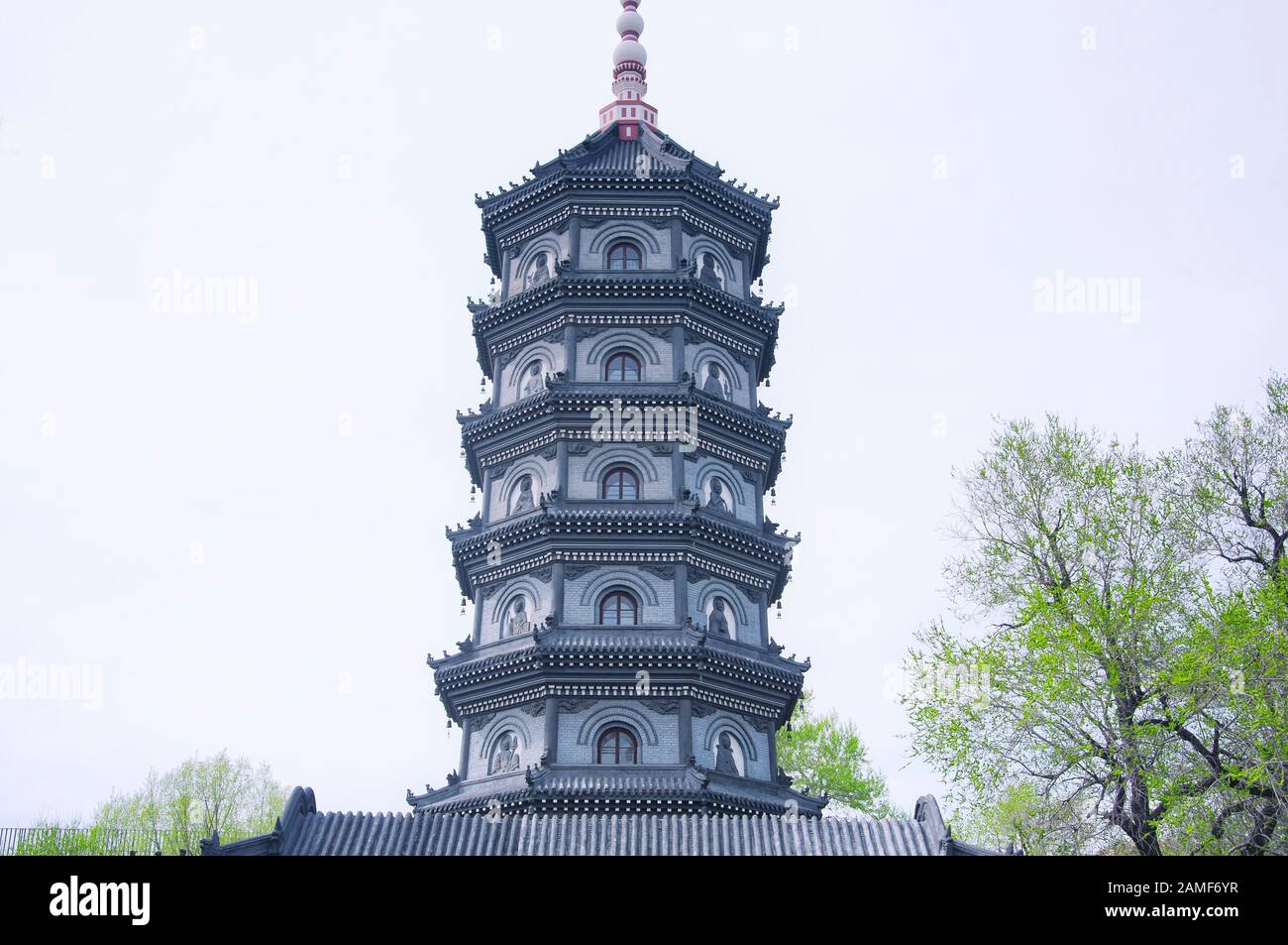 A pagoda at Jile temple (temple of bliss) in Harbin China in ...