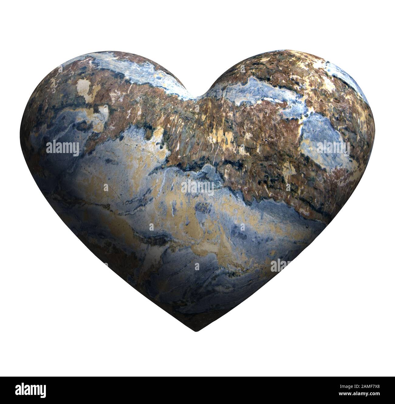 Stylish 3D rendered marble heart isolated on white background ...