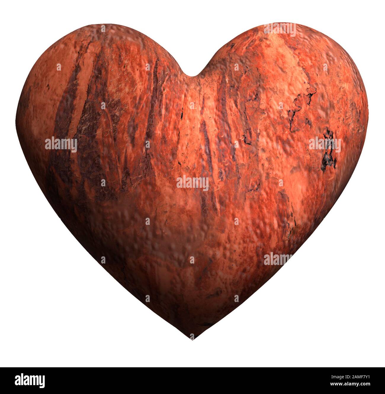 Stylish 3D rendered heart in red tones isolated on white background ...