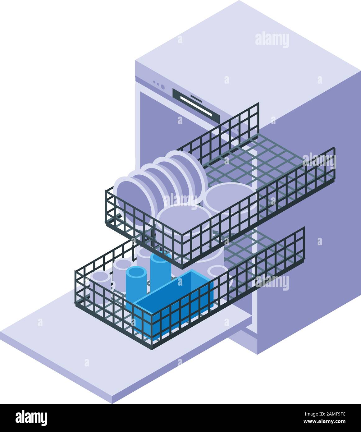 Wash dishwasher kitchen cartoon Cut Out Stock Images & Pictures - Alamy