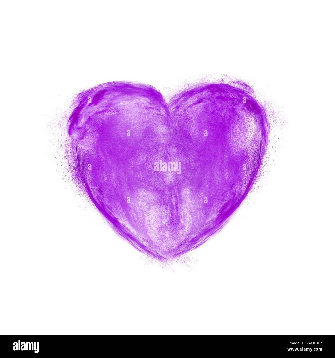 Freeze motion of heart powder shape on a white background with copy ...