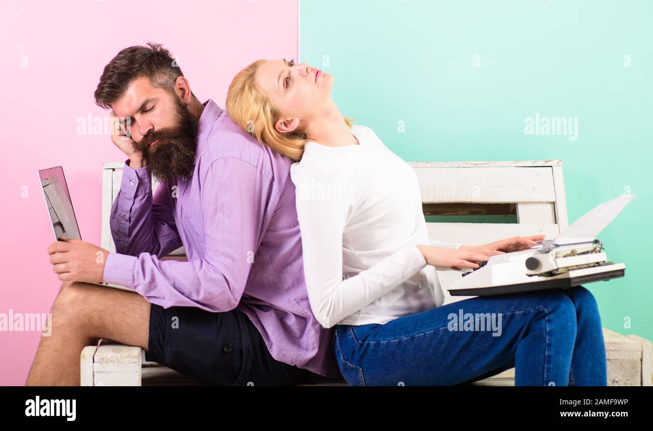 Inspiration crisis. Original authentic attribute writer. True autor ...