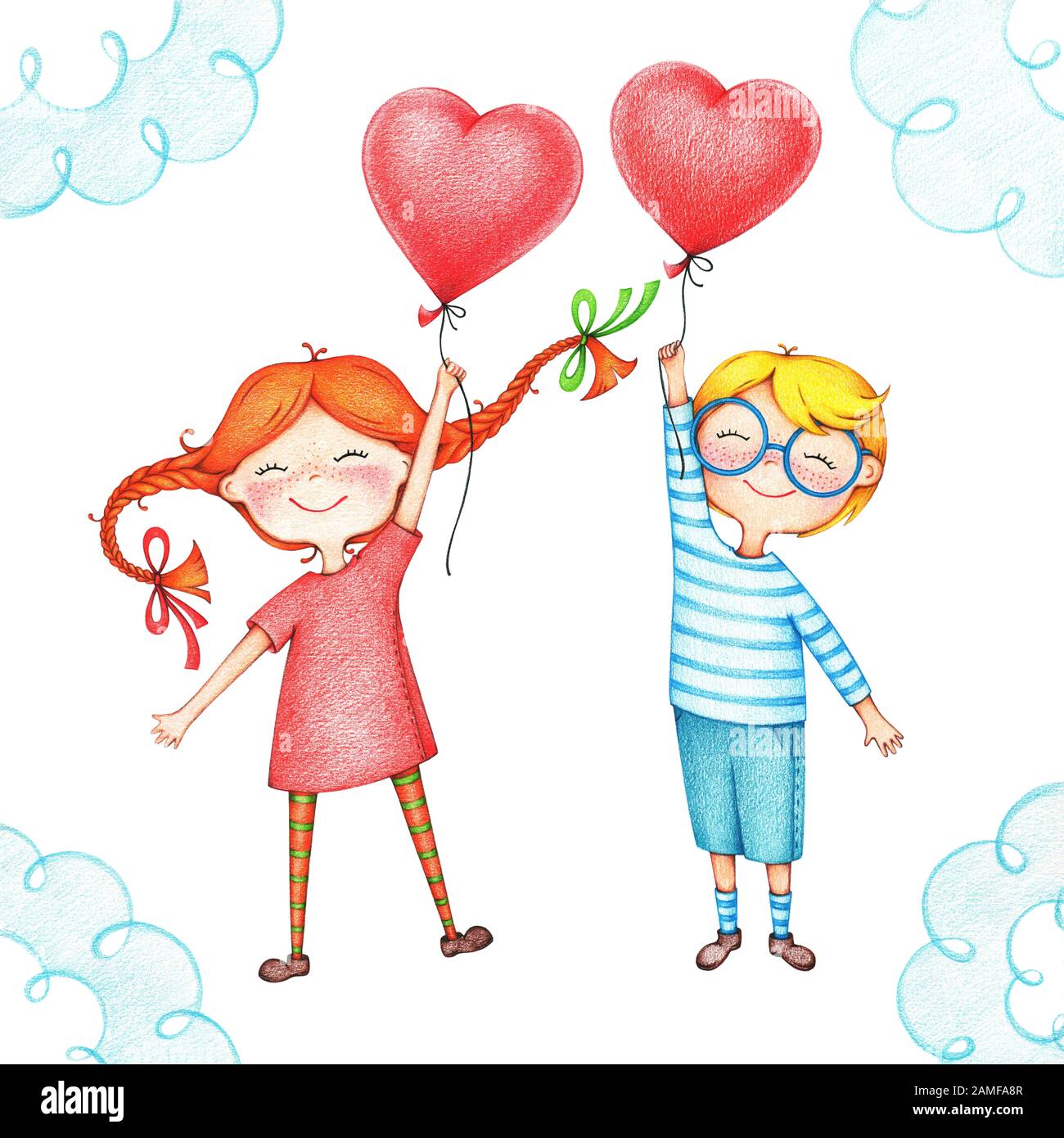 Illustration of sentimental happy couple Stock Photo - Alamy