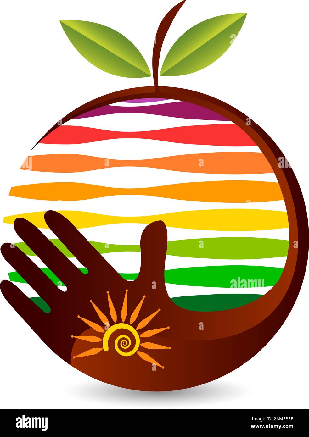 Hand apple fruit logo Cut Out Stock Images & Pictures - Alamy