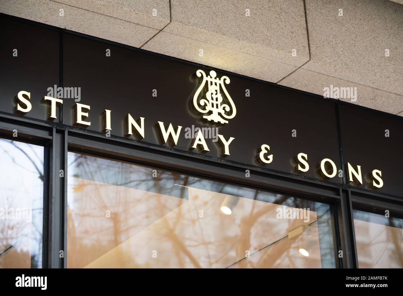 American piano company Steinway & Sons logo seen in Shanghai Stock ...