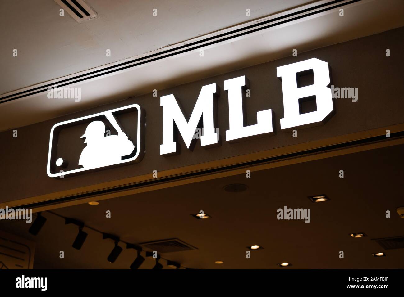 Major League Baseball, or MLB, logo seen in Shanghai Stock Photo - Alamy