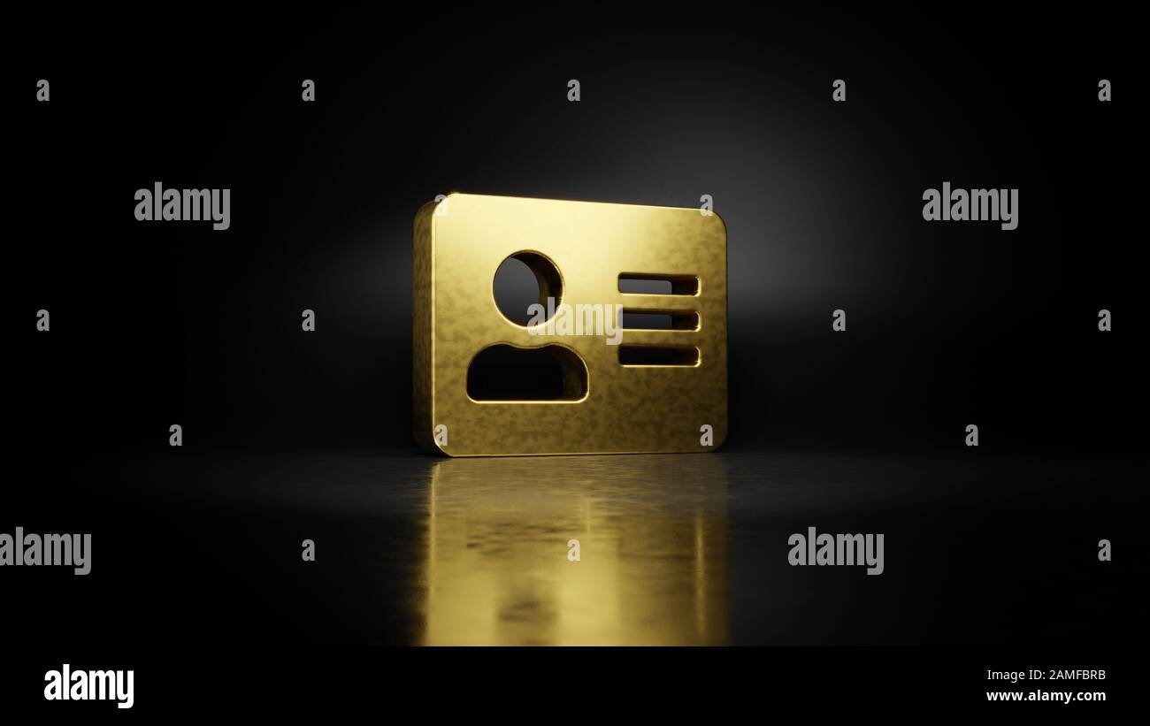 gold metal inverted symbol of address card with person and lines 3D ...