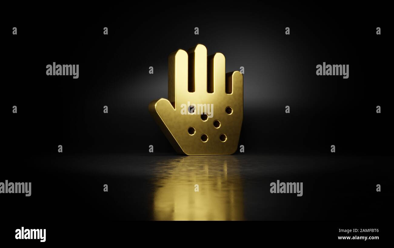 gold metal symbol of allergic reaction on hand 3D rendering with blurry ...