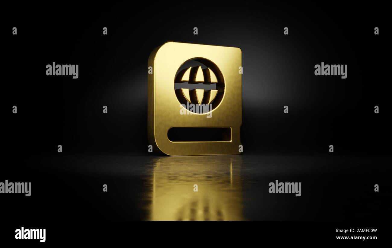 gold metal symbol of atlas book with globe on cover 3D rendering with ...