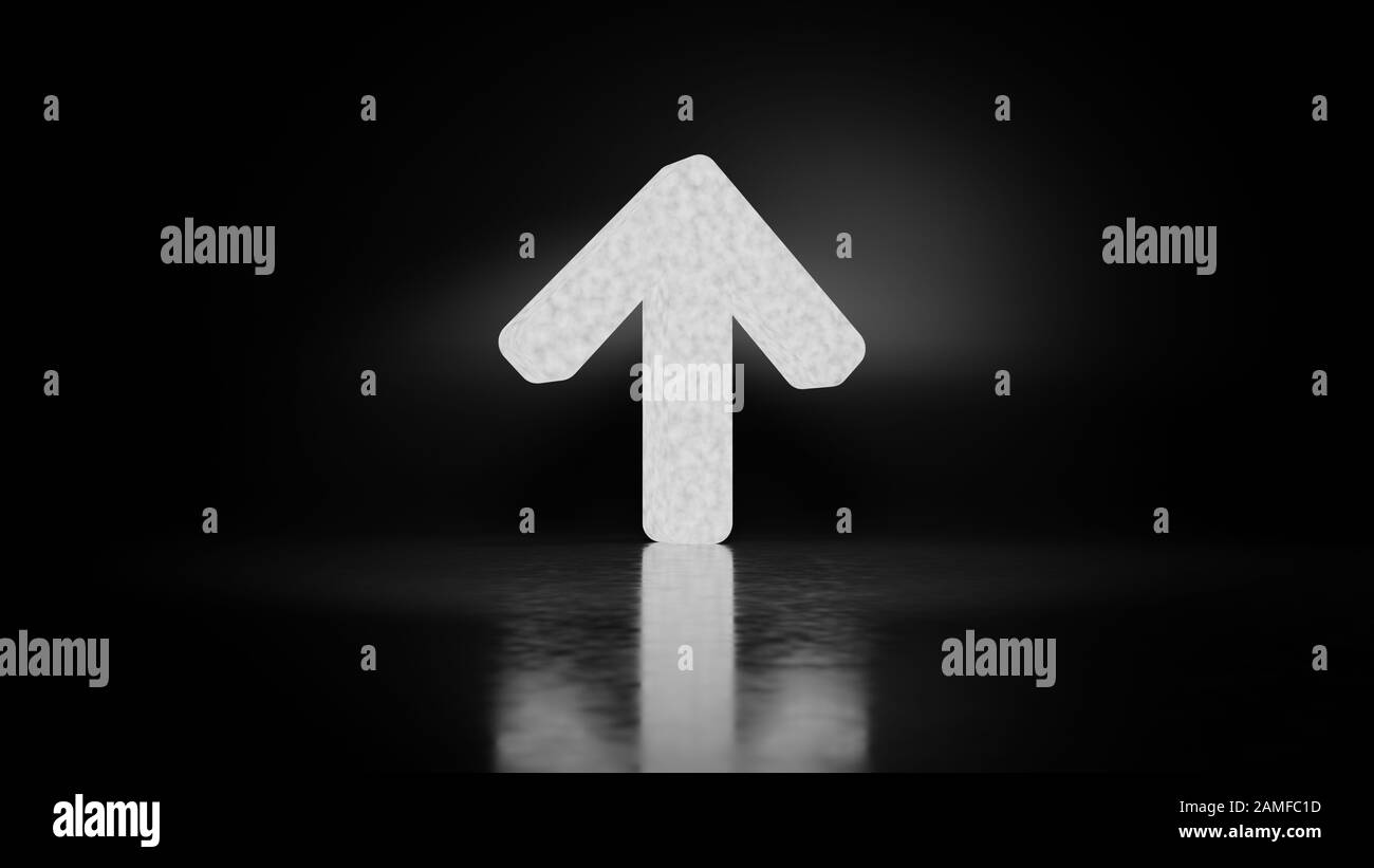 gold metal symbol of simple up open arrow 3D rendering with blurry ...