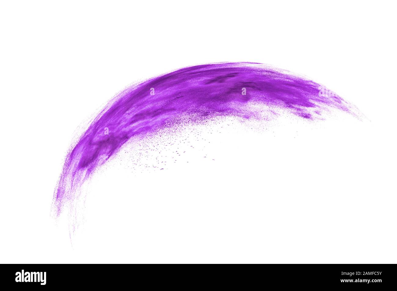 Abstract purple dust cloud in the shape of feather on a white ...