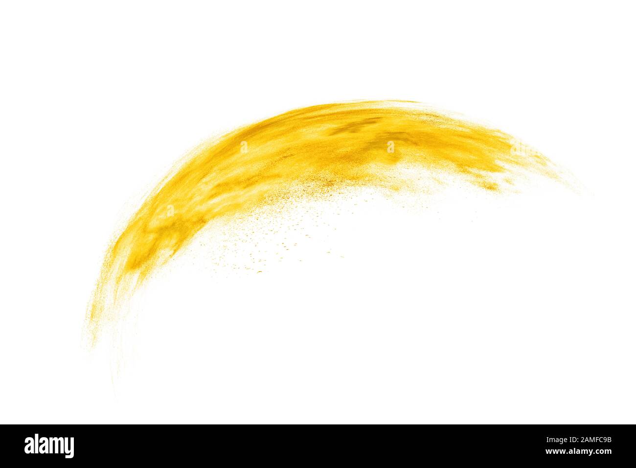 Creative yellow splash in the shape of feather on a white background ...