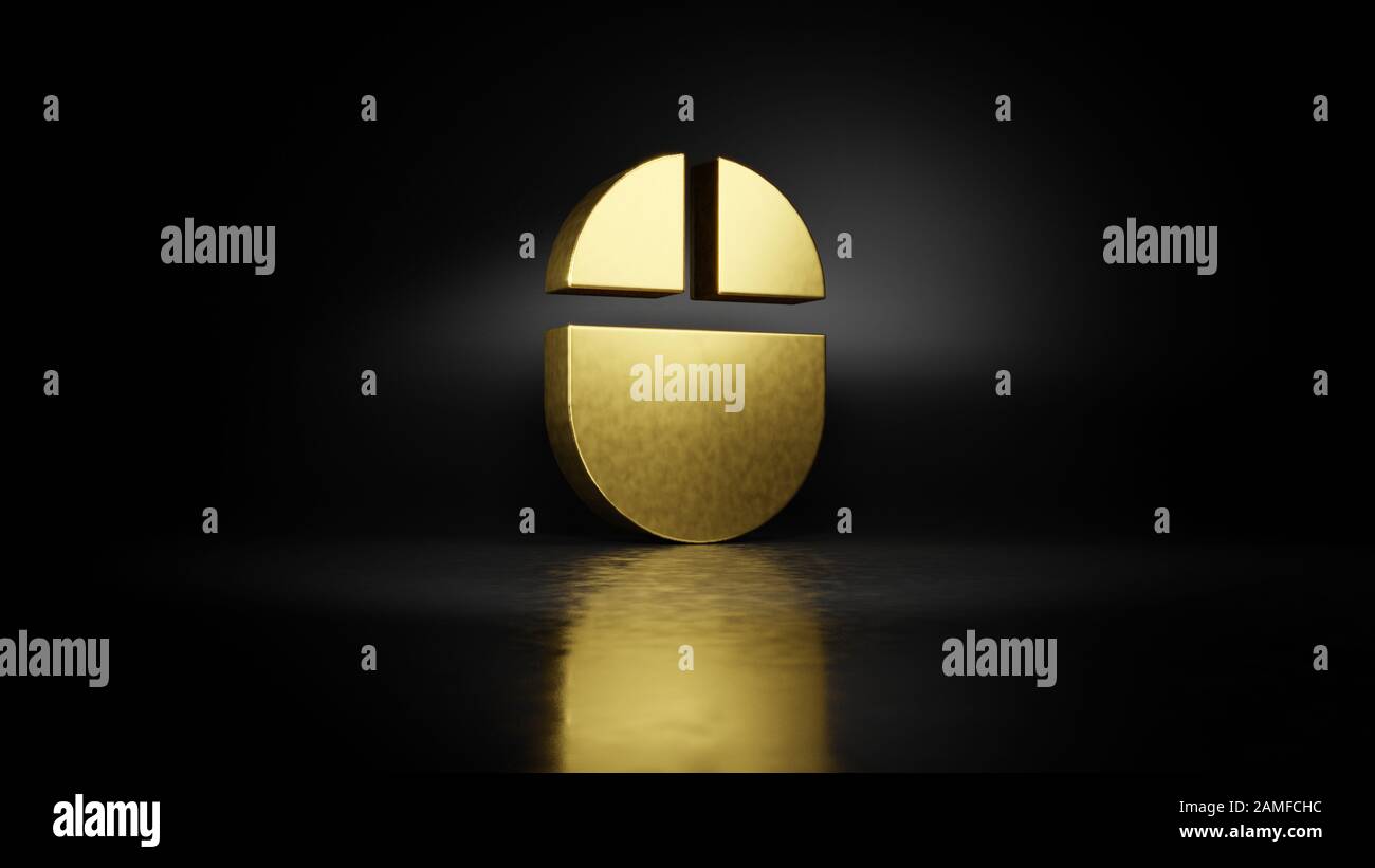 gold metal symbol of computer mouse 3D rendering with blurry reflection ...