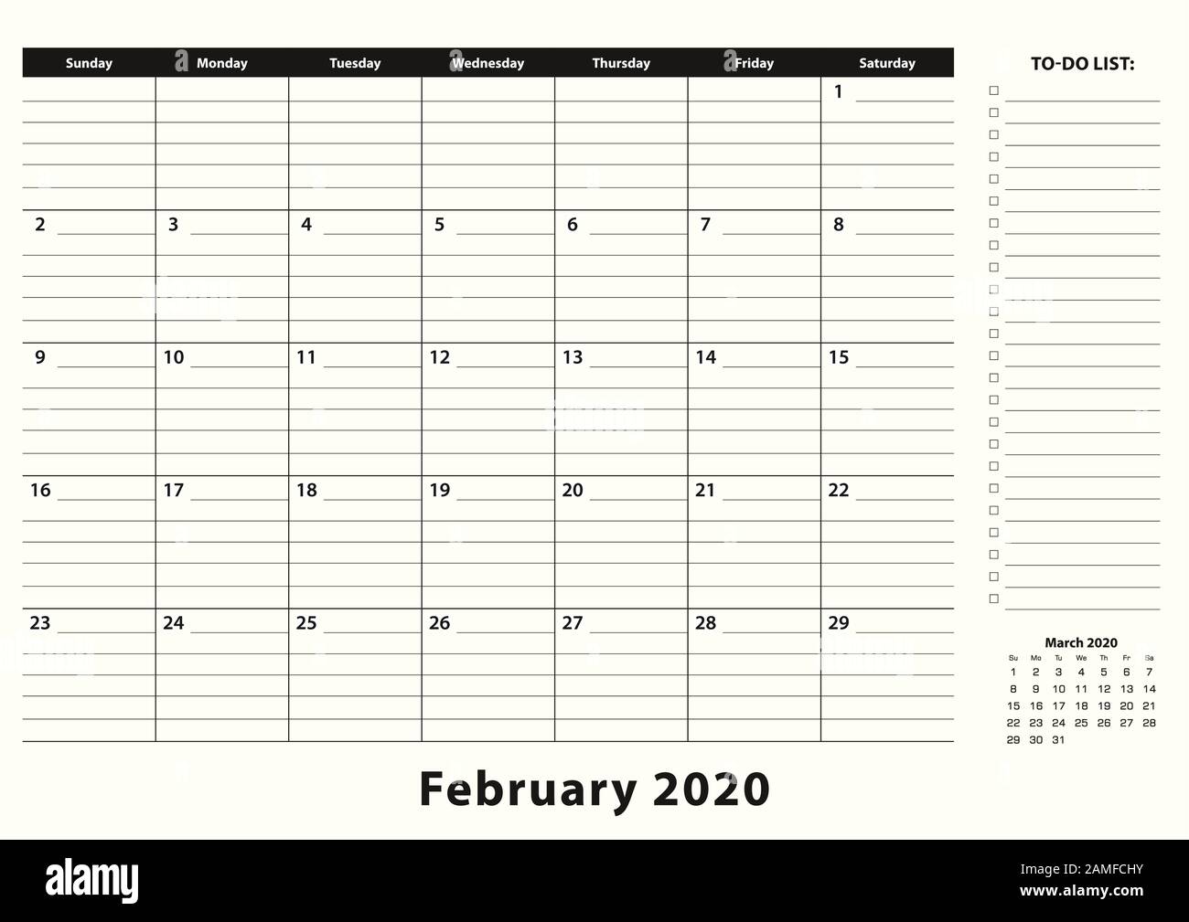 February 2020 Monthly Business Desk Pad Calendar. February 2020 ...