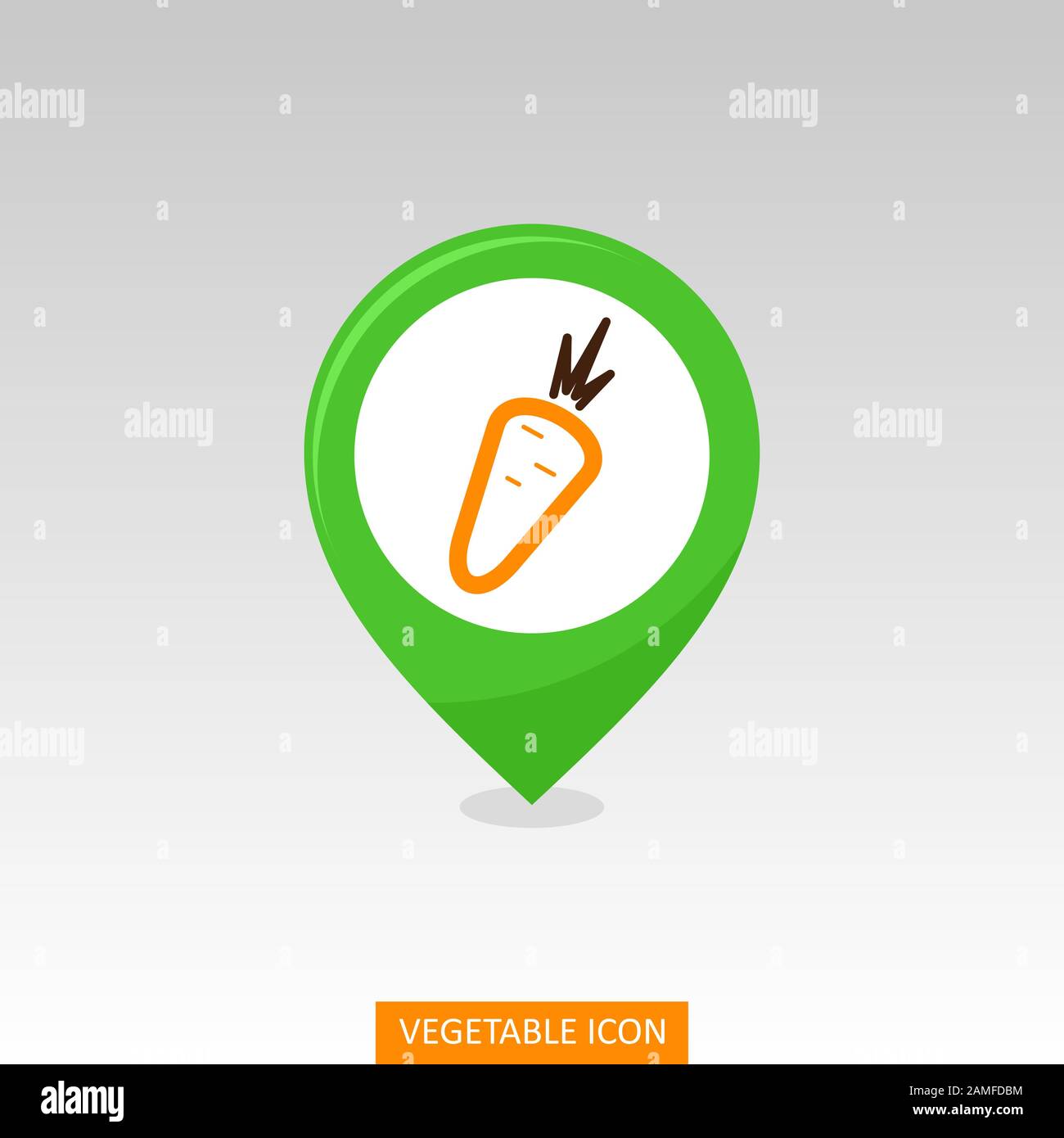 Carrot flat vector pin map icon. Map pointer. Map markers. Vegetable ...