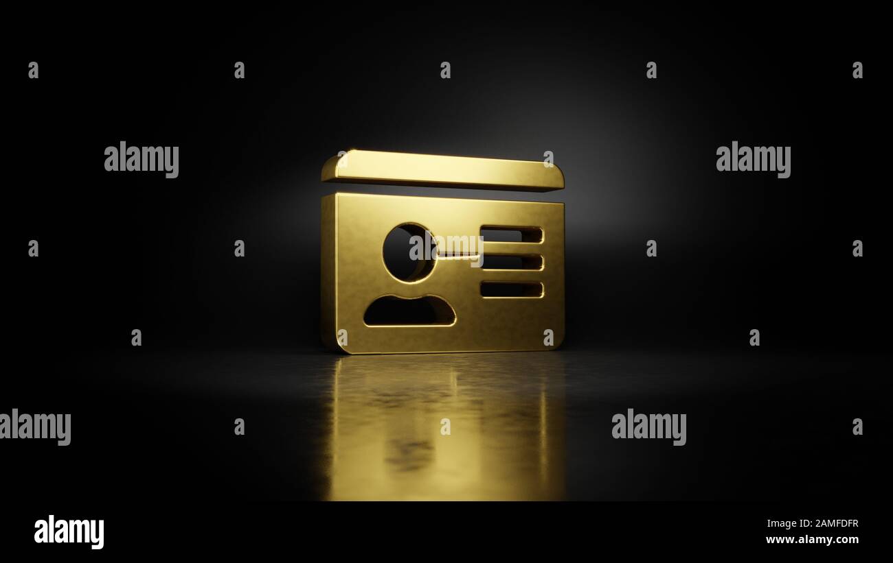 gold metal symbol of id card with personal photo 3D rendering with ...